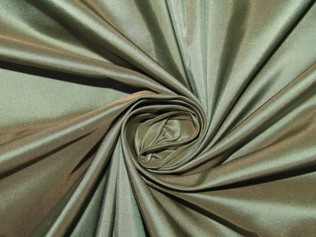100% PURE SILK TAFFETA FABRIC IRIDESCENT EYE GREEN X BEIGE 54" wide TA – Puresilks.us