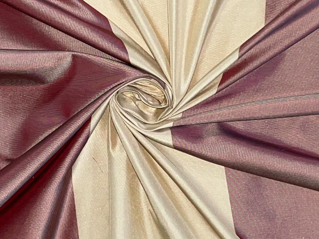 Silk taffeta large stripes salmon beige 54" wide TAFS38[1] – Puresilks.us