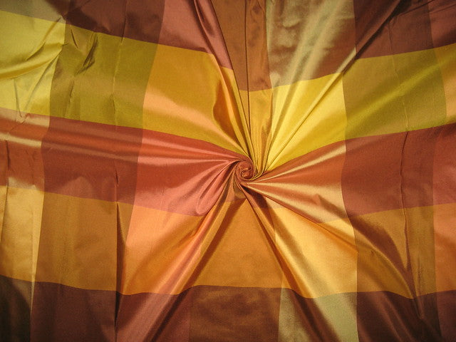 100% PURE SILK TAFFETA FABRIC MULTI COLOR PLAIDS 54" wide Taf#C8 – Puresilks.us