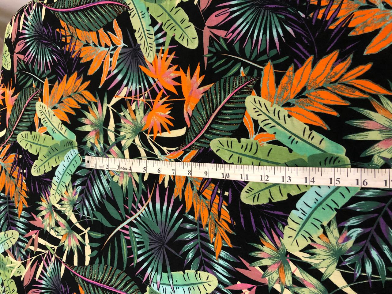 Rayon crepe fabric 58" wide multi color jungle print available in 2 co ...