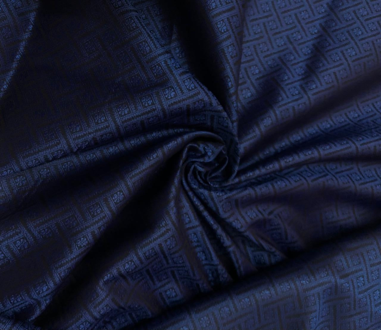 Silk Brocade fabric royal blue geometric 44" BRO1140[2] – Puresilks.us