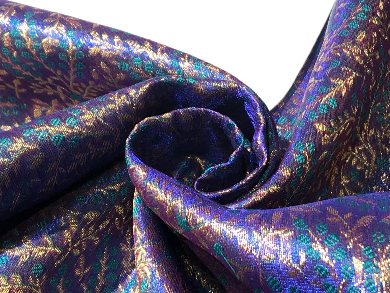 Brocade Fabric VINE Jacquard 3 D EFFECT with metallic gold available i ...