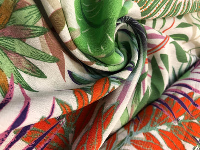Rayon crepe fabric 58" wide multi color jungle print available in 2 co ...