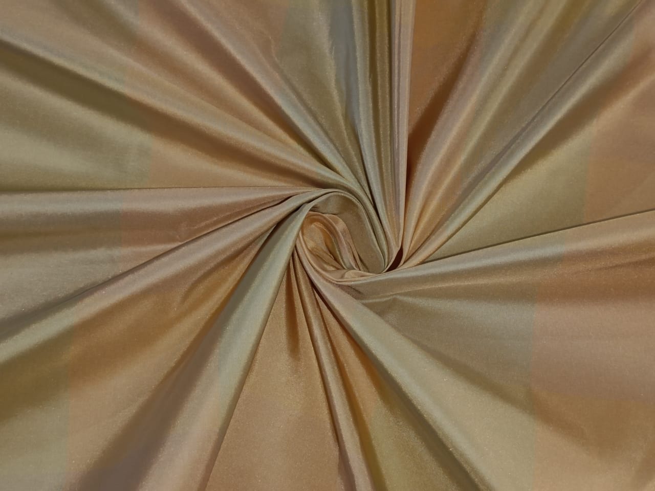 SILK TAFFETA FABRIC Olive Green Peachy orange plaids 54" wide TAF#C14 ...