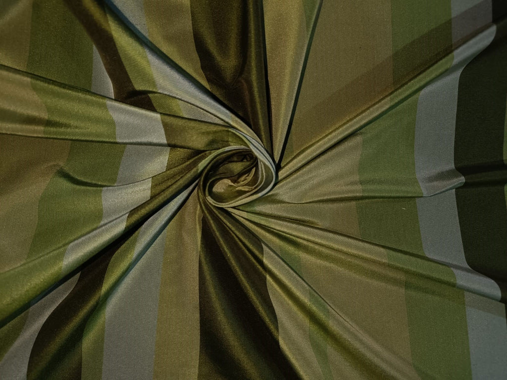 100% Silk Taffeta Fabric Shades of Green stripes 54" wide TAFS77[1] – Puresilks.us
