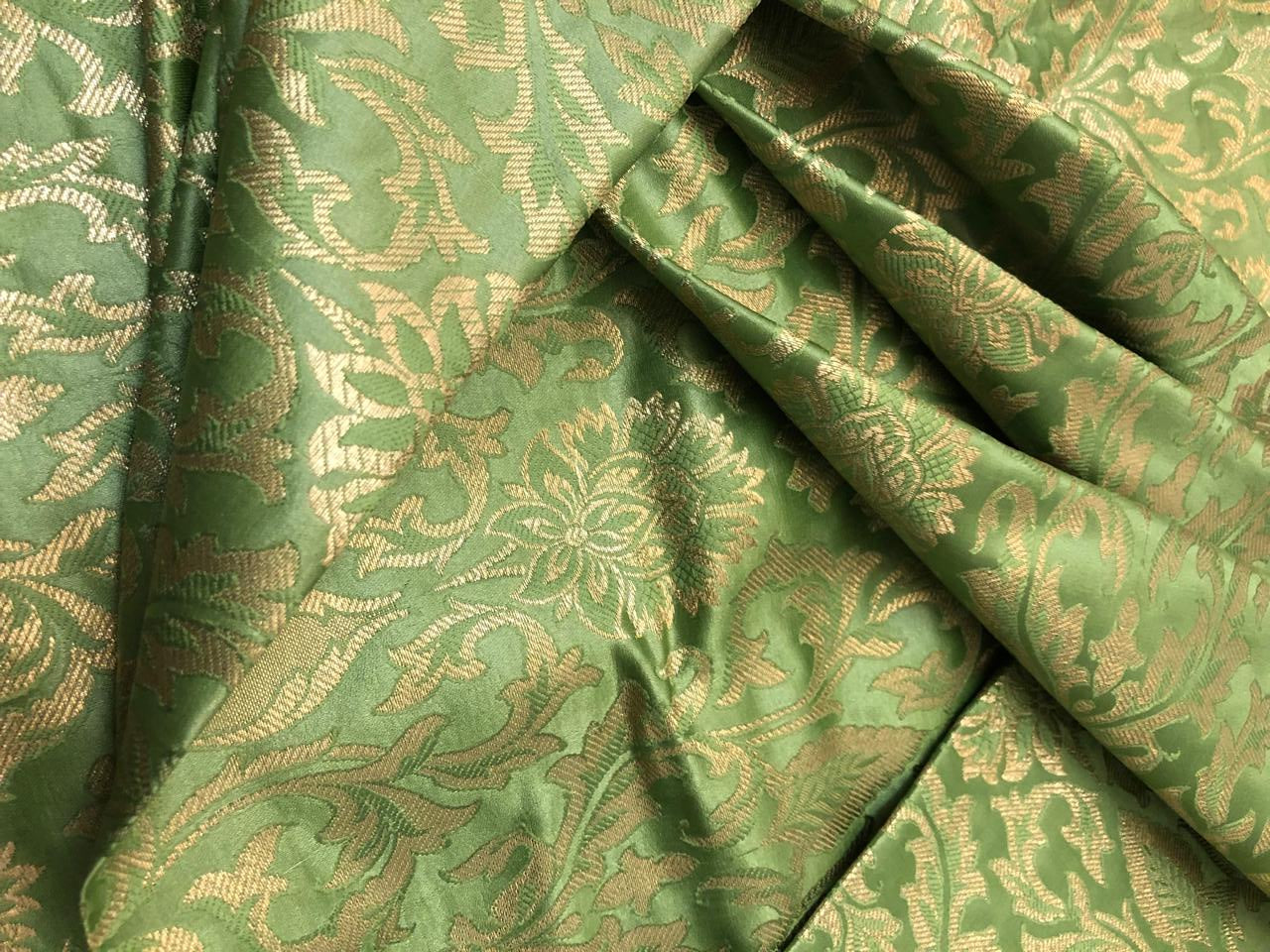 Silk Brocade fabric king khab 44" wide available in 3 colors blue , mi ...