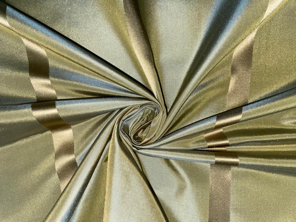 Silk Taffeta Fabric Olive green iridescent with gold satin stripe 54" – Puresilks.us