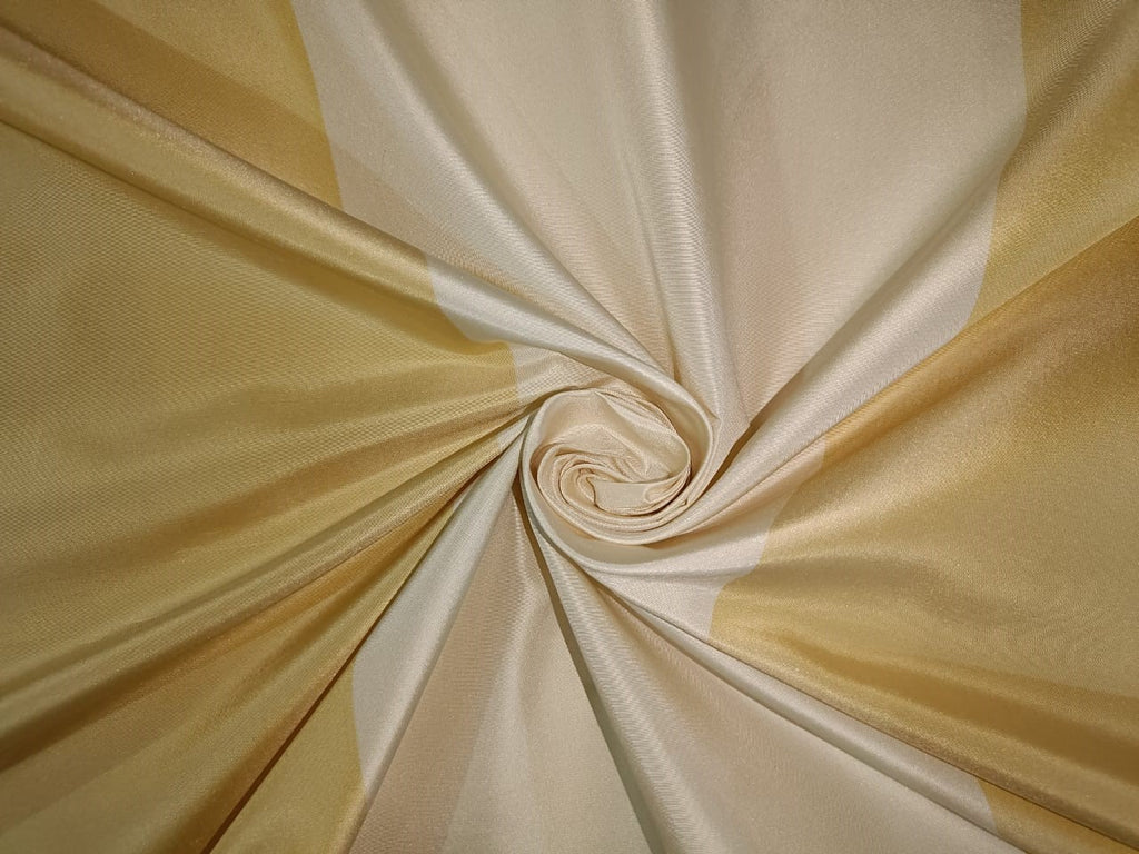 100% silk taffeta fabric light gold x cream color stripes 54"wide TAF# – Puresilks.us