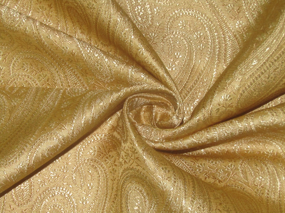Silk Brocade fabric Gold Color Paisleys 44" wide BRO150[6] – Puresilks.us