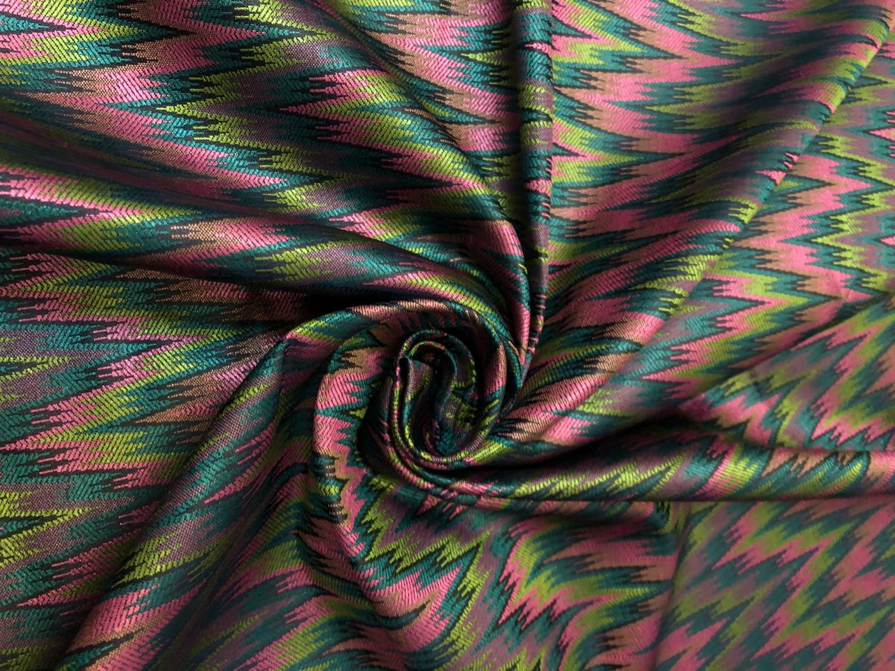 Silk Brocade fabric with ikat jacquard all over available in 2 colors ...