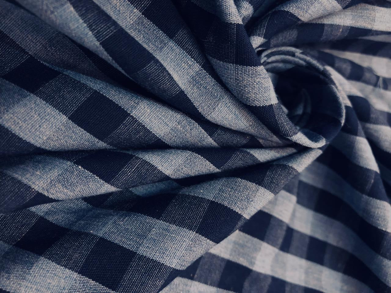 100% Cotton fabric plaids in midnight blue/navy blue and Carolina blue ...