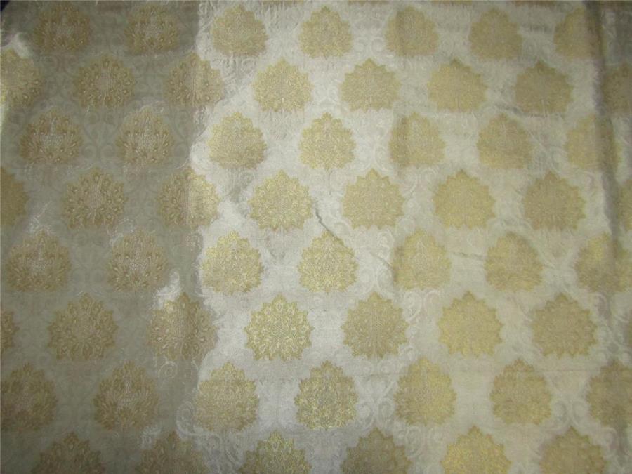 Heavy Brocade fabric Ivory x gold color 44" wide – Puresilks.us