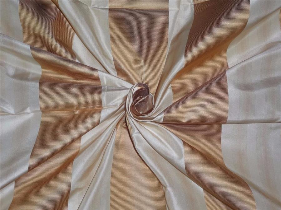 100% Pure Silk Taffeta Fabric Cream x Gold Satin colour Stripes 54&quo – Puresilks.us