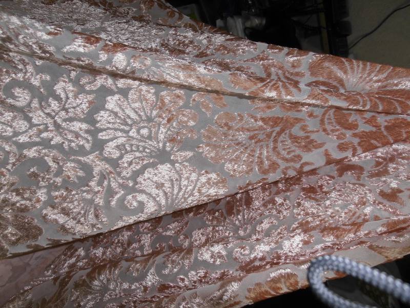 Beige Devore Polyester Viscose Burnout Velvet fabric ~ 44" wide ...