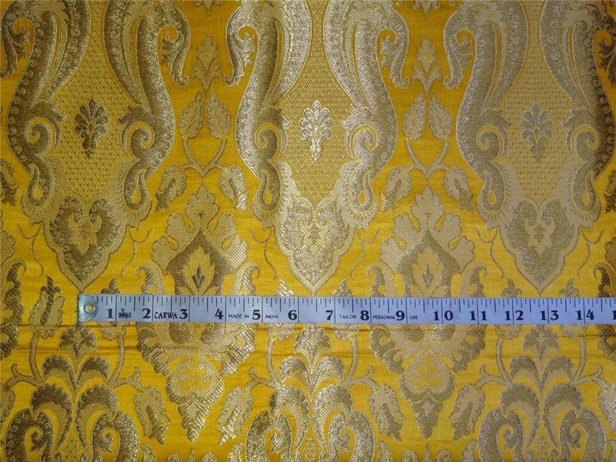 SILK BROCADE~WIDTH 36 ~ MANGO YELLOW X METALLIC GOLD COLOUR – Puresilks.us
