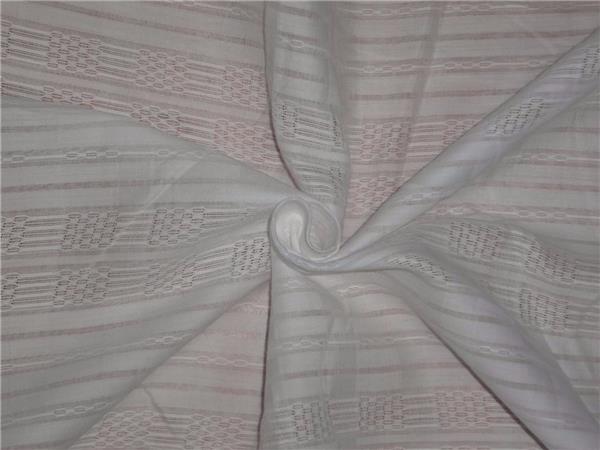 WHITE COTTON ORGANDY FABRIC LENO DOBBY STRIPES DESIGN 54" wide ...