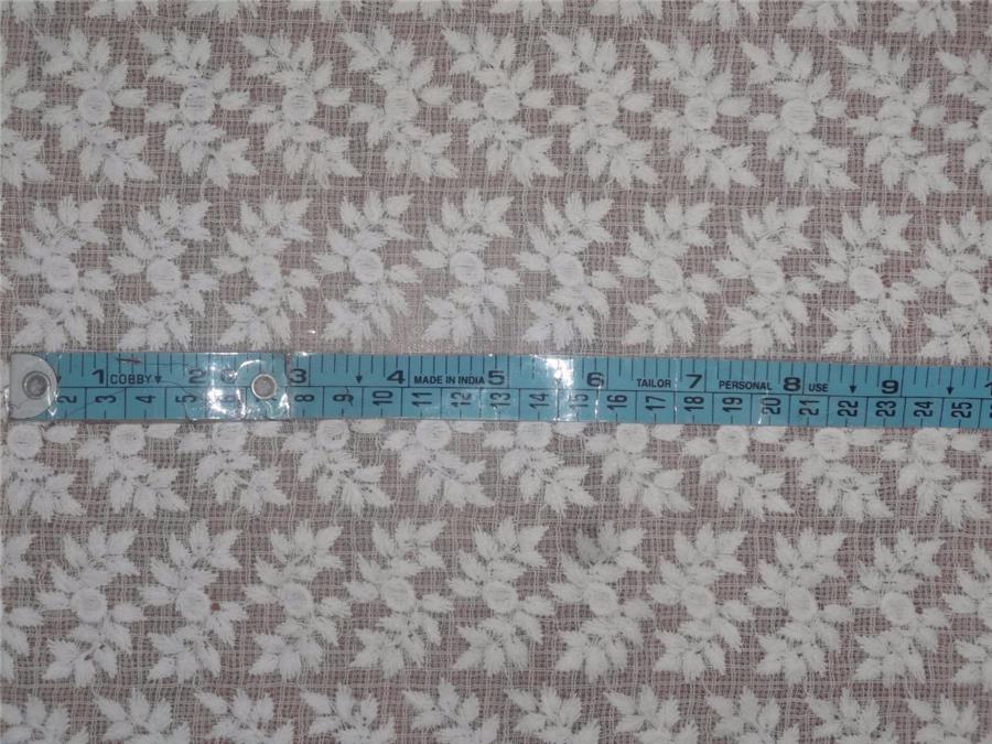 white colour cotton organdy fabric 44"wide ~tiny floral embroider ...