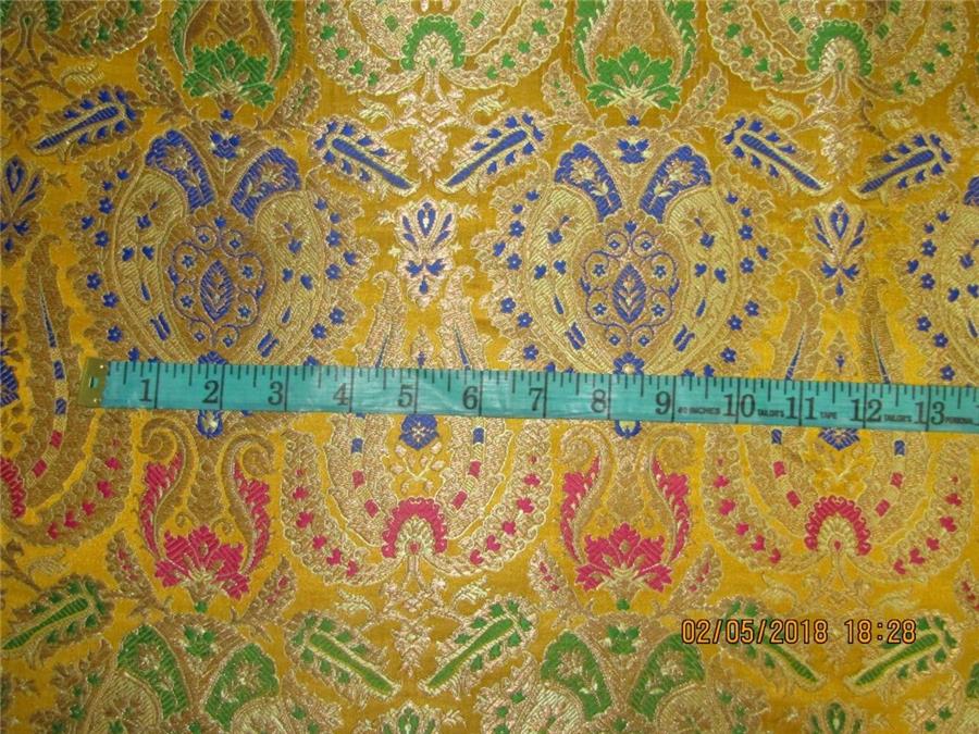 Heavy Brocade Fabric Yellow multi color x Metallic Gold ~ 36 ...