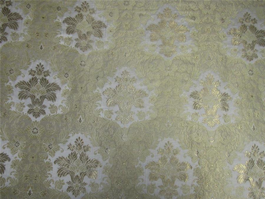Heavy Brocade fabric ivory x metallic gold color BRO594[3] – Puresilks.us