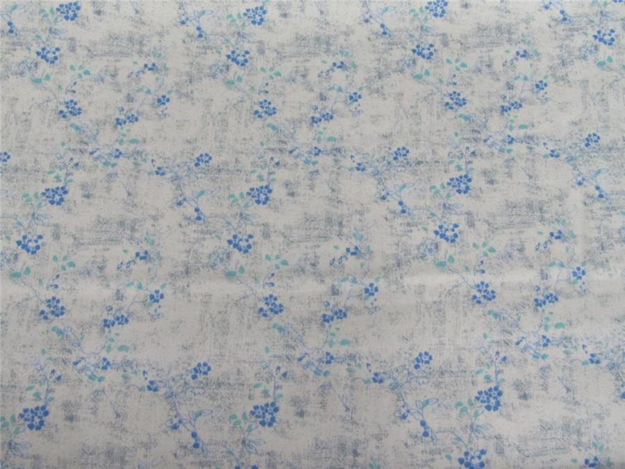 100% COTTON SATIN Ivory &blue color print 58" wide using Discharg ...