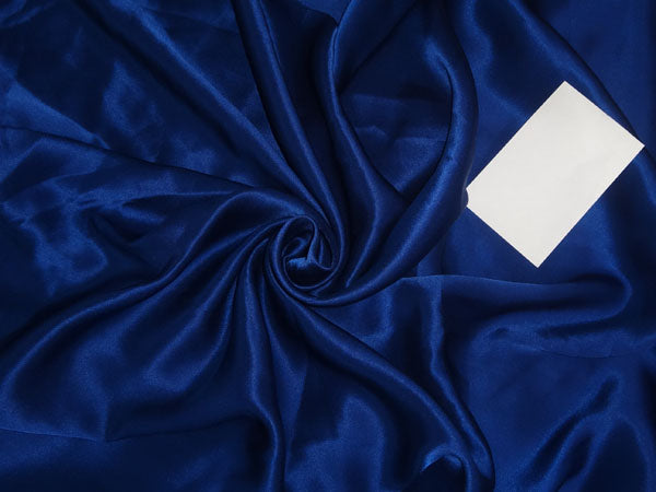 100% PURE SILK SATIN FABRIC 120 GRAMS ROYAL INK BLUE colour 44" w ...