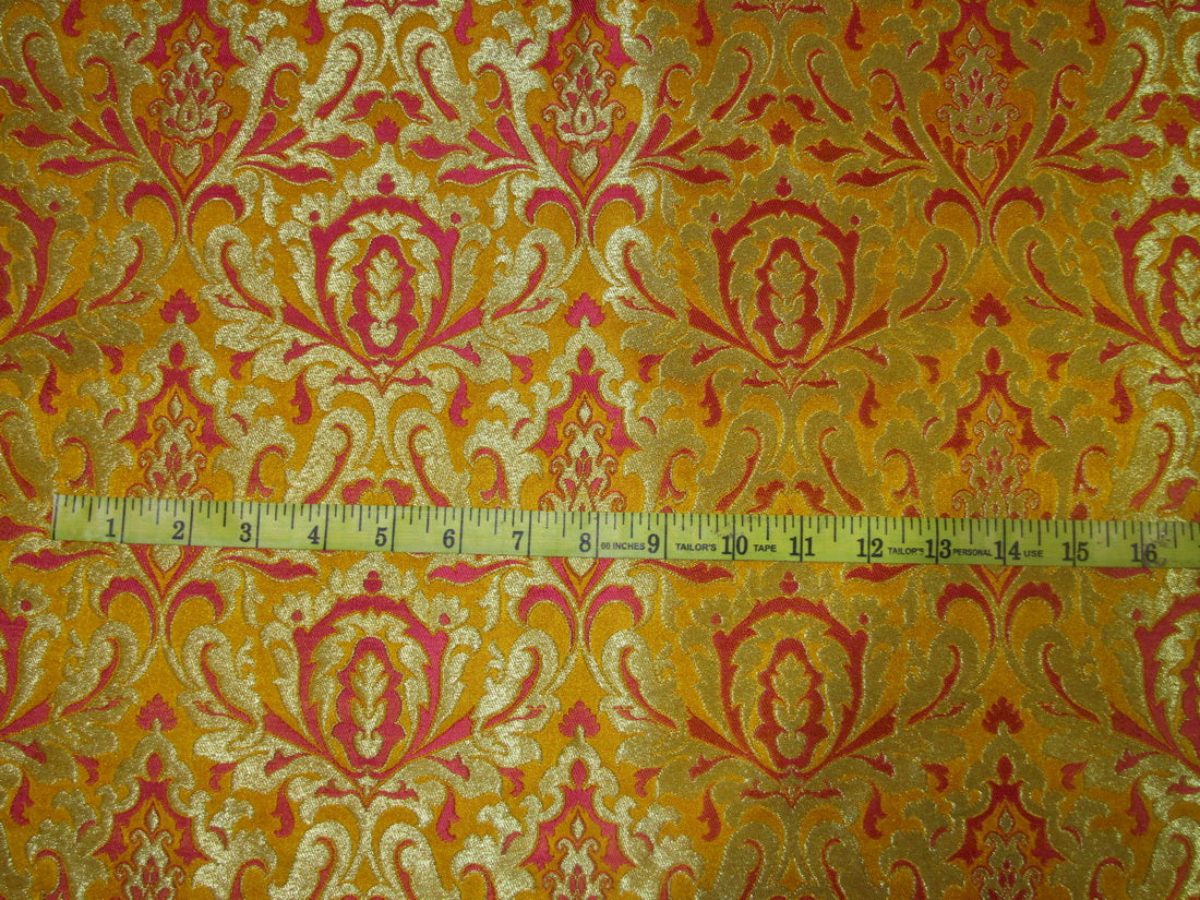Heavy Brocade fabric mango gold/pink x metallic gold color 36 ...