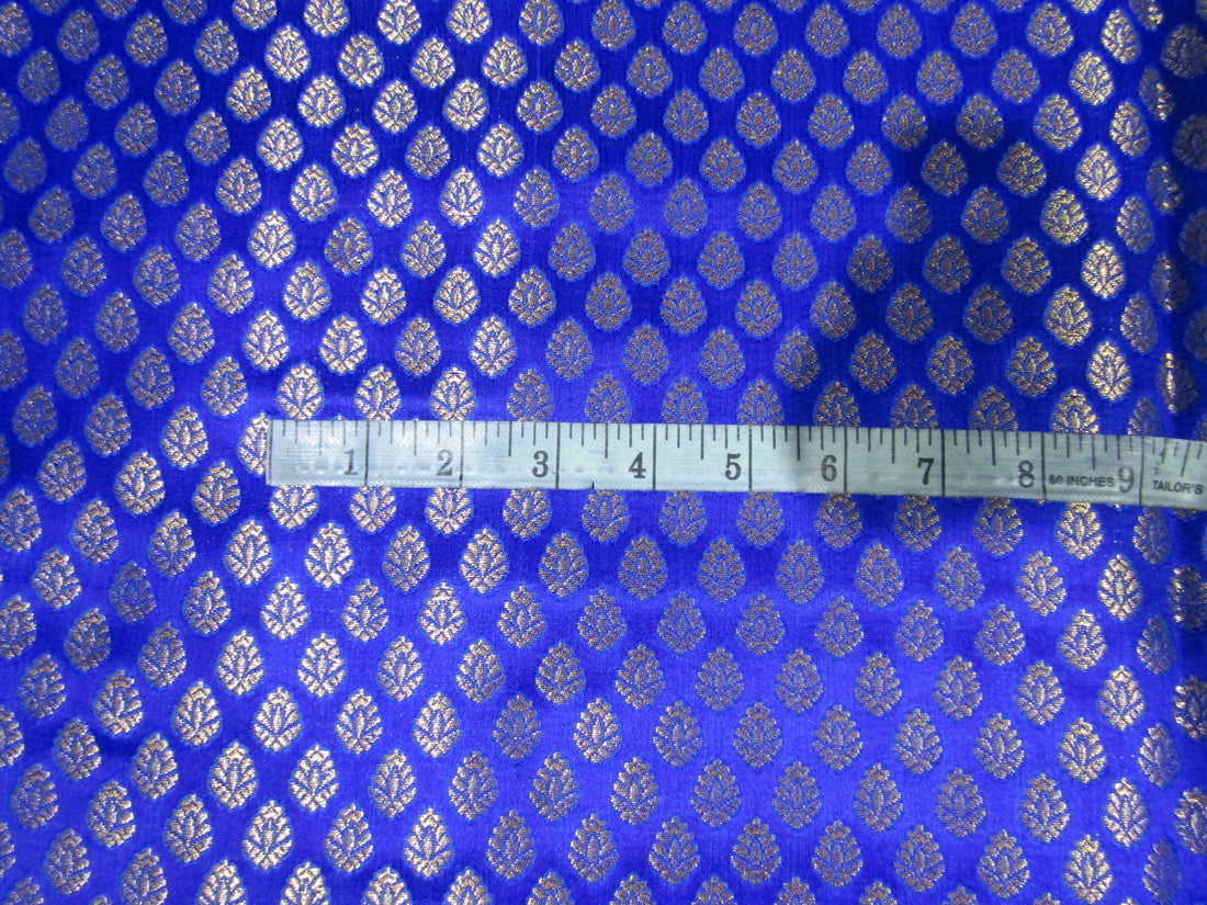 Brocade Fabric royal blue x metallic gold color motif 44" – Puresilks.us