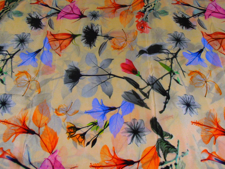 pure silk CDC crepe DIGITAL printed fabric 16 mm weight B2#101A[10 ...