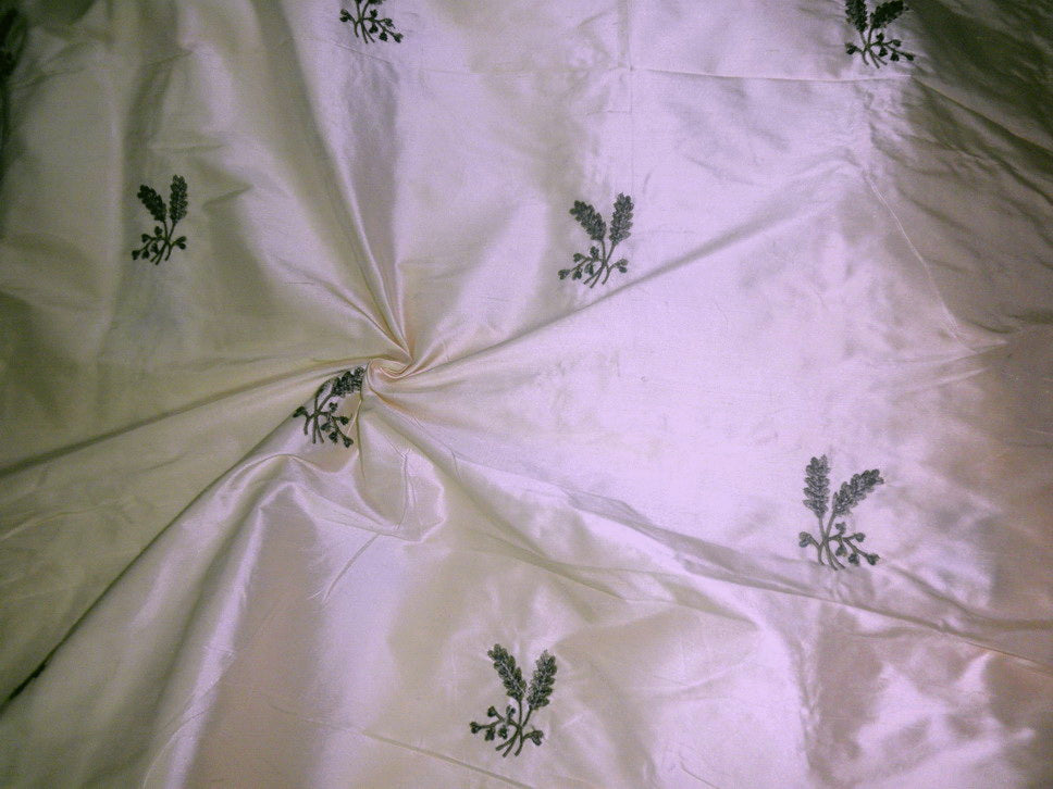 54"silk dupioni embroidered fabric -champagne DUP E 42 – Puresilks.us