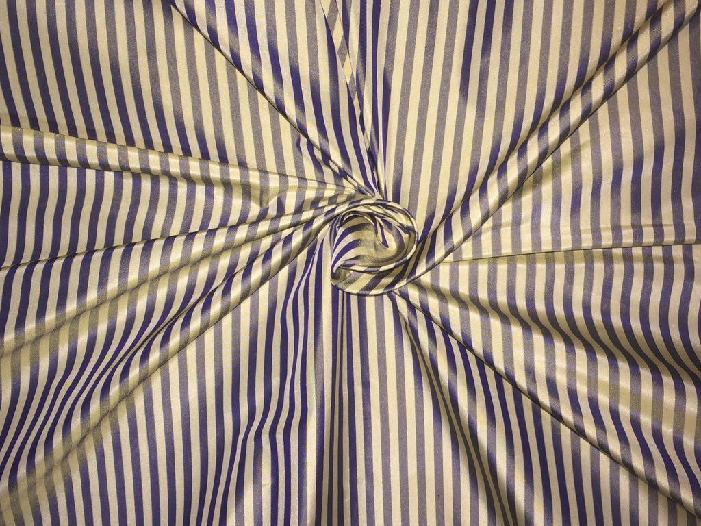 100% SILK TAFFETA Fabric Dark Blue & Cream color 4 mm STRIPES TafS – Puresilks.us