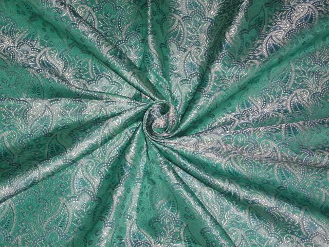 SILK BROCADE sea green /blue and silver 44" WIDE BRO321[5] – Puresilks.us