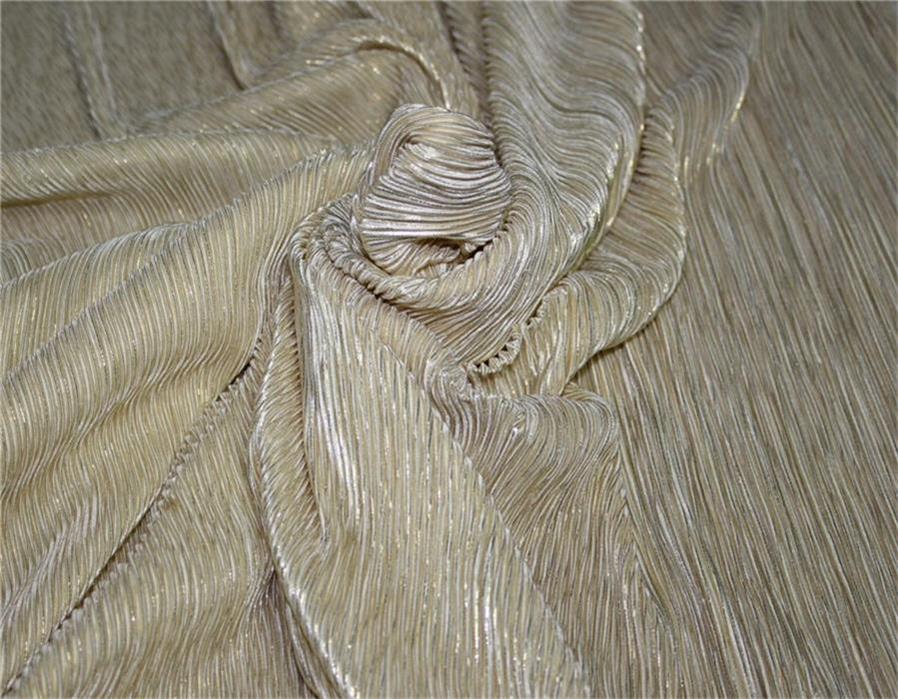 Champagne x Gold Lurex Pleated Fabric ~ 58" wide – Puresilks.us