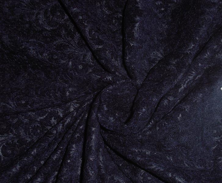 Devore Embossed Viscose Micro Velvet Navy blue color fabric 44" wide ...