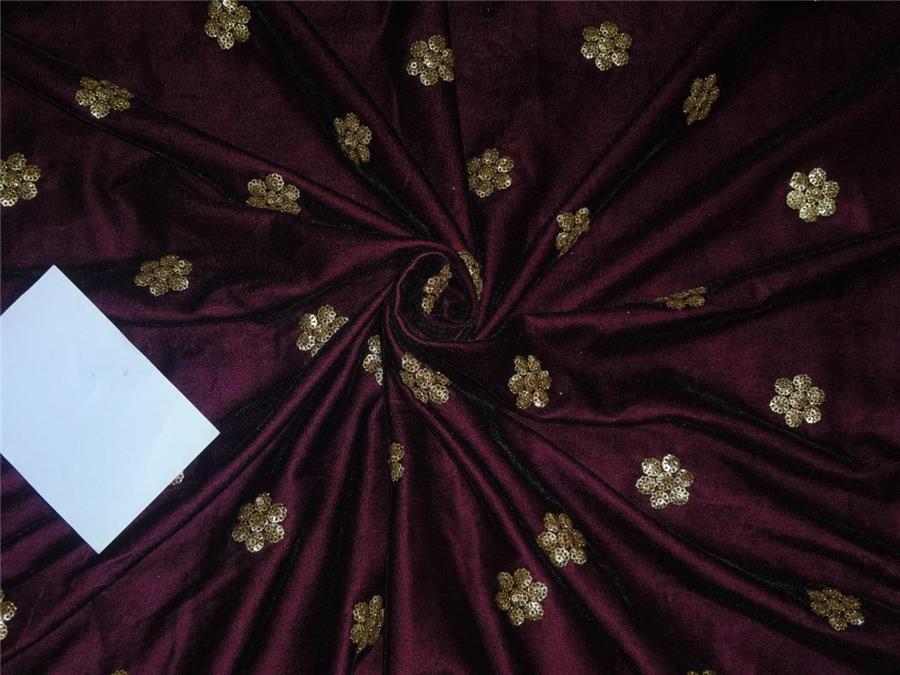 Iridescent Embroidered Aubergine Micro Velvet Fabric ~ 44" wide ...