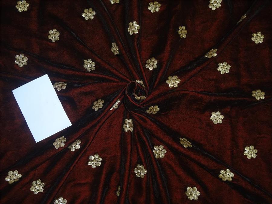 Iridescent Embroidered Maroon Micro Velvet Fabric ~ 44" wide – Puresilks.us