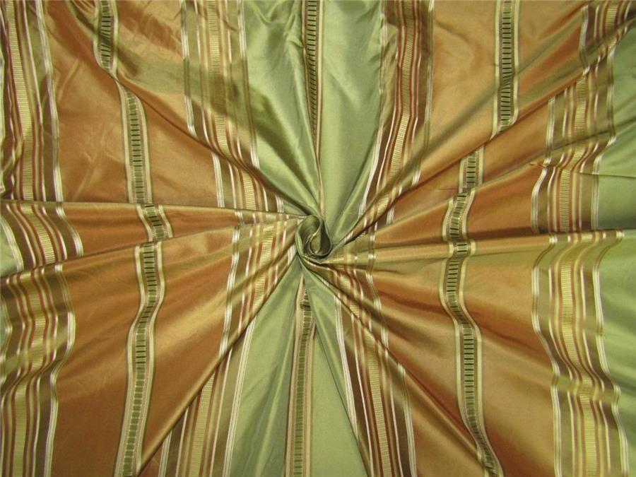 Silk Taffeta Fabric golden / brown /green satin stripes 54" WIDE TAFS1 – Puresilks.us